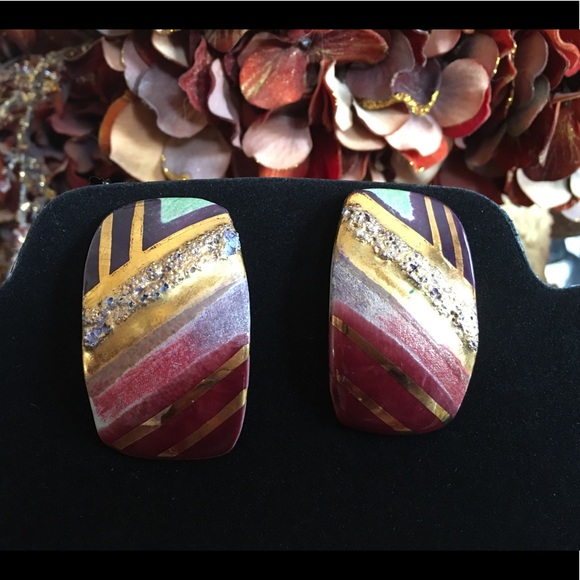 Jewelry | Deep Gem Colored Porcelain Earrings | Poshmark